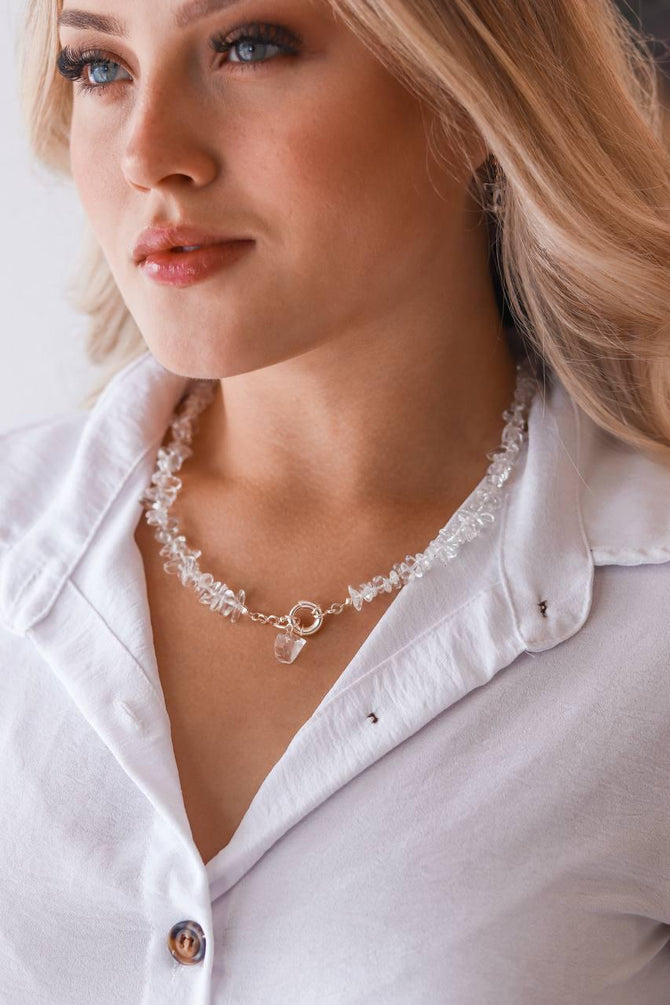 Choker Cristal de Quartzo com Fecho Boia Banho Prata – Bortoluzzi Shop ...